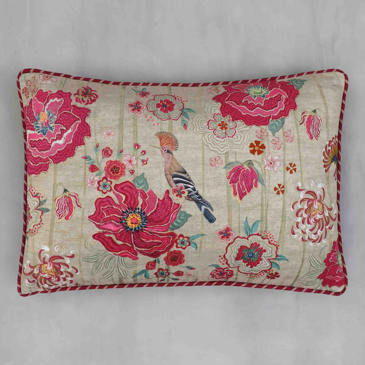 Buy Wild Poppy Cushion Cover - Cream Slim At Kainaat Design