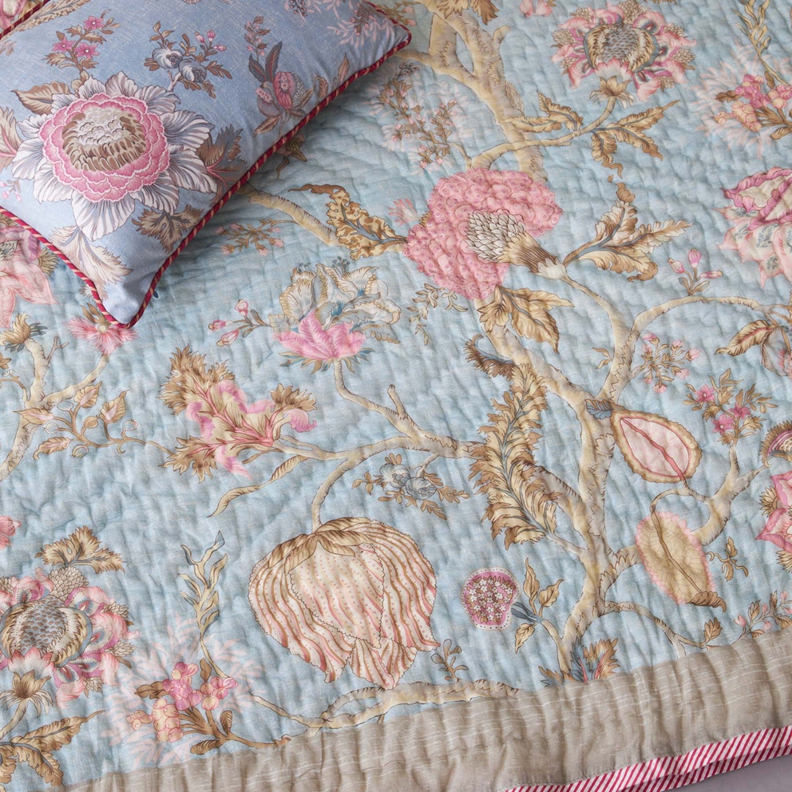 Buy Tree of Life Hand Quilted Muslin Quilt Blue At Kainaat Design
