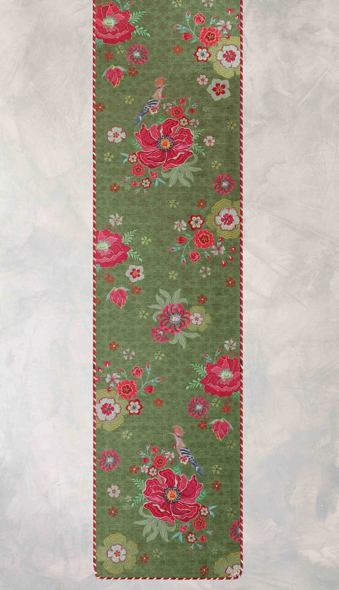 Buy Wild Poppy Table Runner Green At Kainaat Design