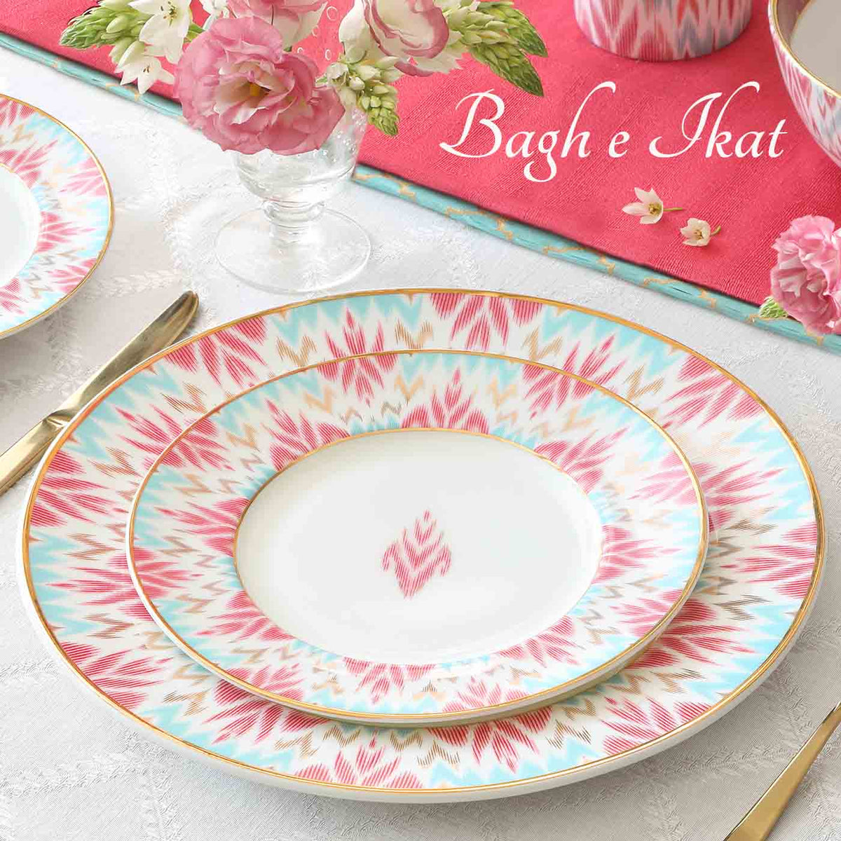 Buy Bagh e Ikat Dinner Plate At Kainaat Design